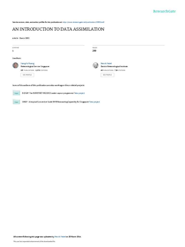 An Introduction To Data Assimilation | PDF | Numerical Weather Prediction | Scientific Method