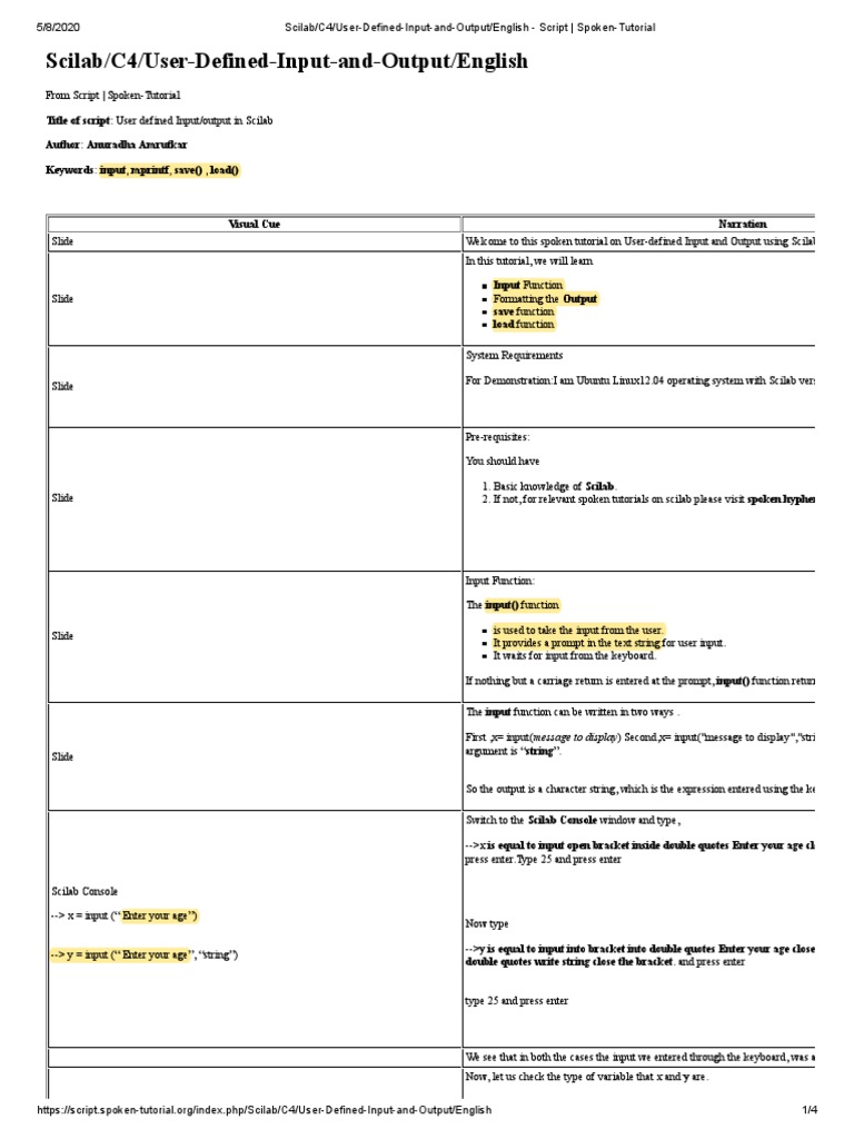 Scilab Input/Output Tutorial | PDF | Command Line Interface | Software