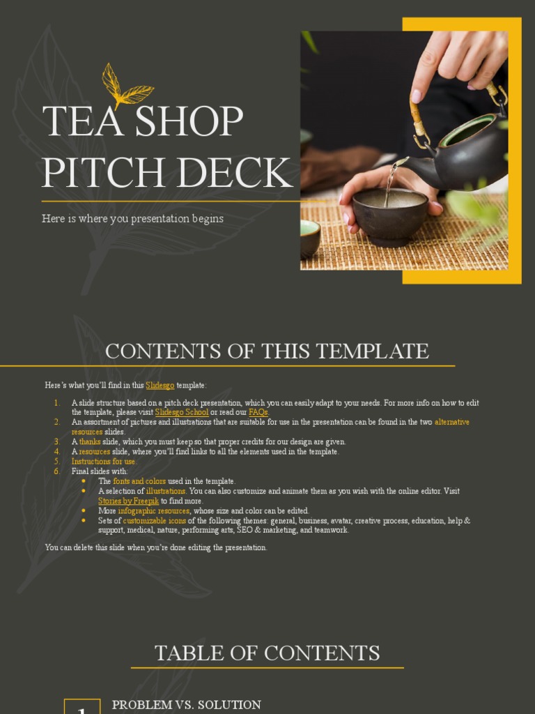 Tea Shop Pitch Deck by Slidesgo | PDF | Planets | Saturn