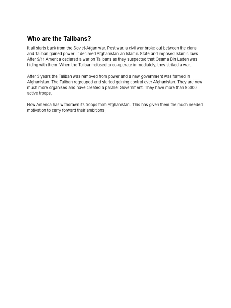 Who Are The Talibans | PDF