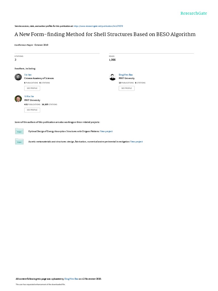 A New Form-Finding Method For Shell Structures Based On BESO Algorithm | PDF | Mathematical ...