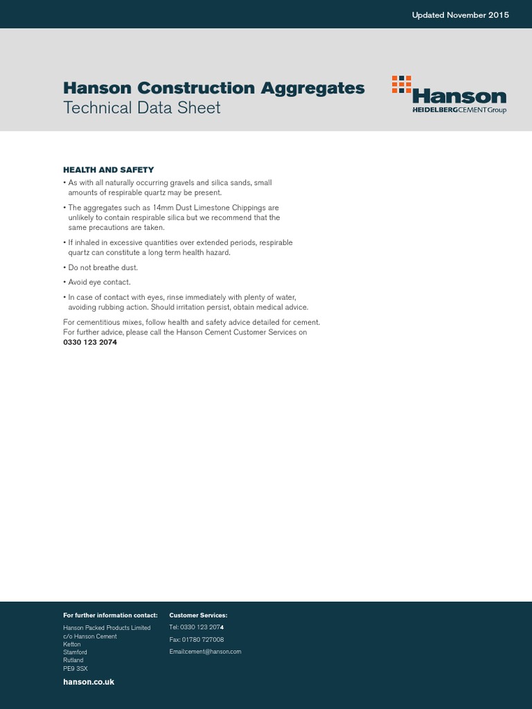 Technical Data Sheet: Hanson Construction Aggregates | Download Free ...