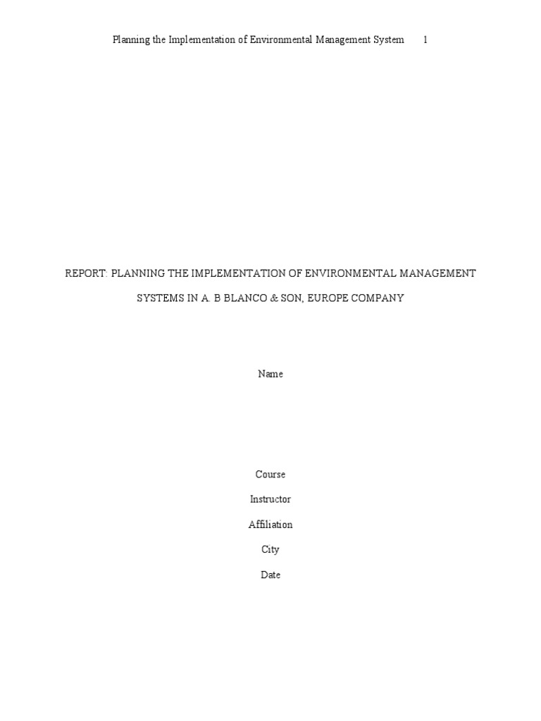 Planning The Implementation of Environmental Management System 1 | PDF ...