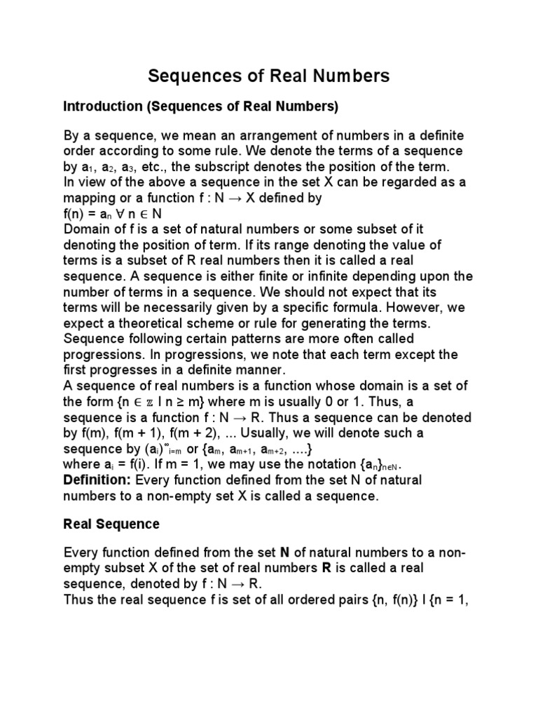 Sequences of Real Numbers | PDF | Sequence | Function (Mathematics)