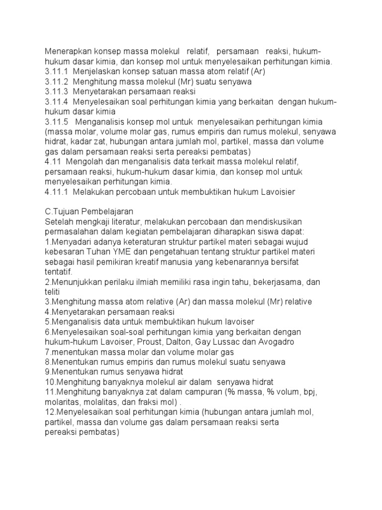 Menerapkan Konsep Massa Molekul Relatif | PDF