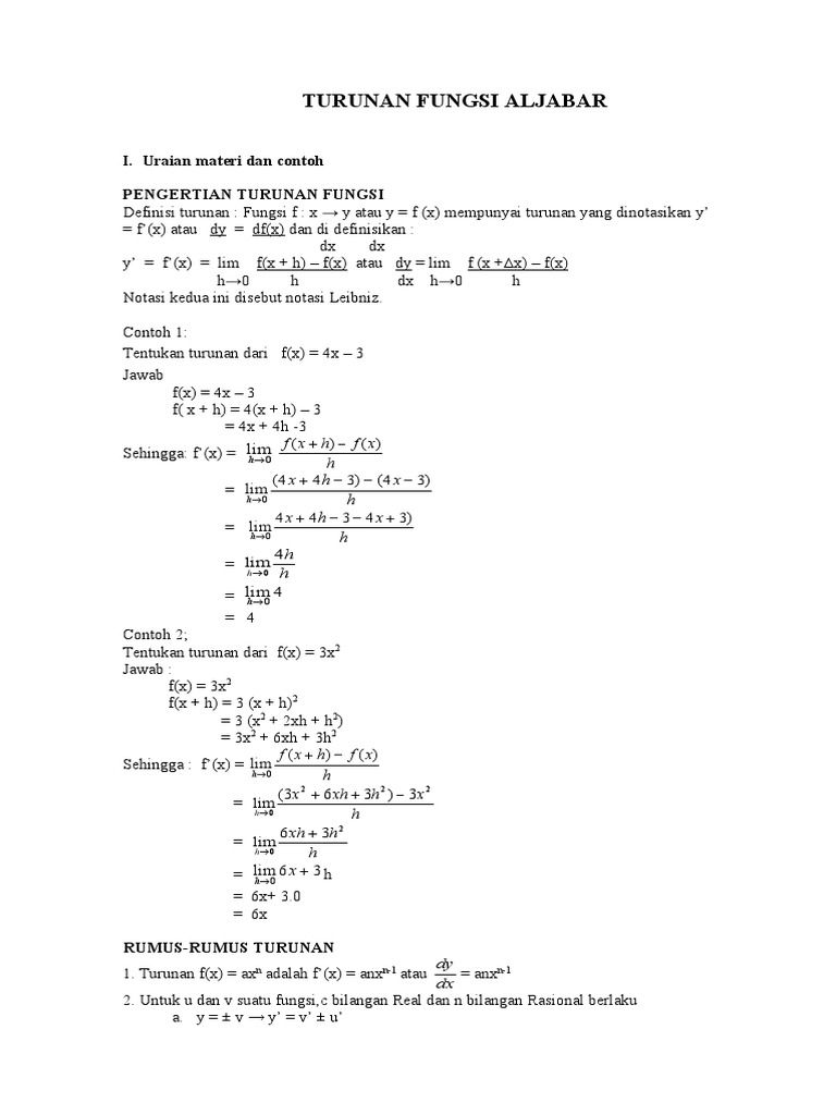 Materi Turunan Fungsi | PDF