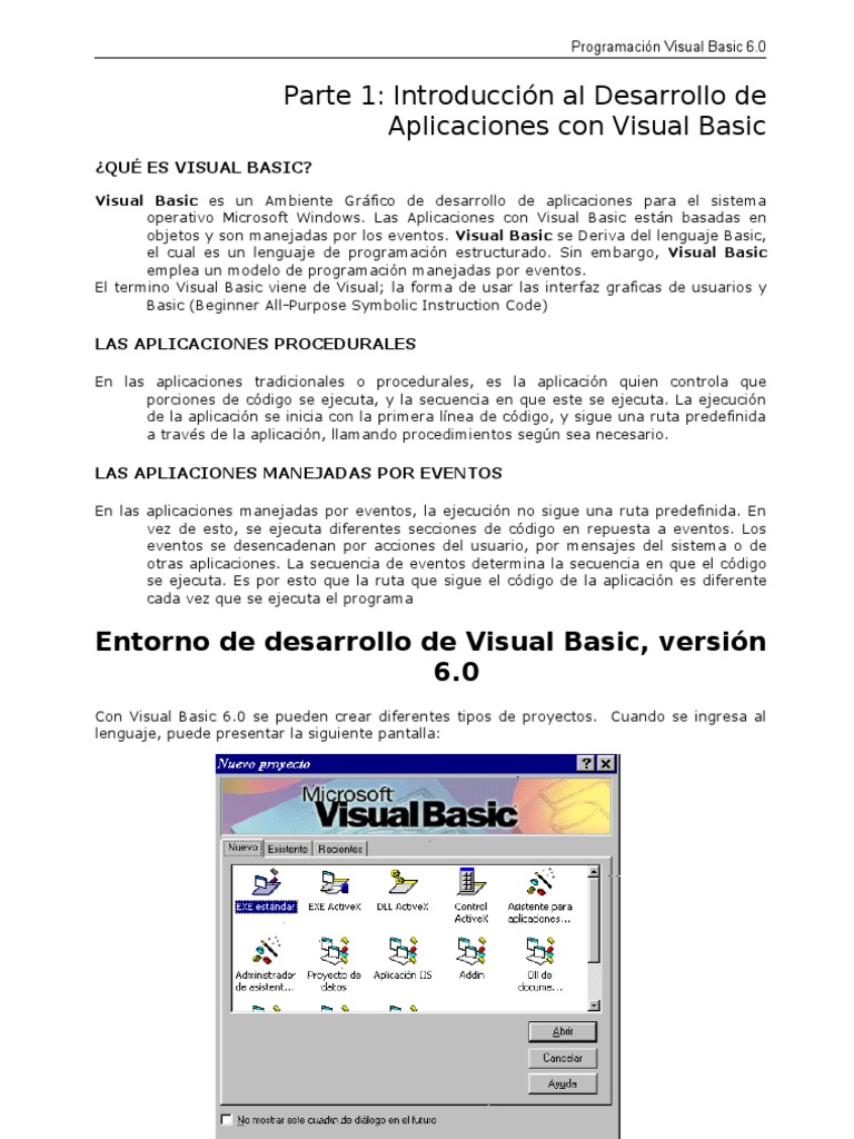 Manual de Visual Basic I | PDF | Básico | Objeto (informática)