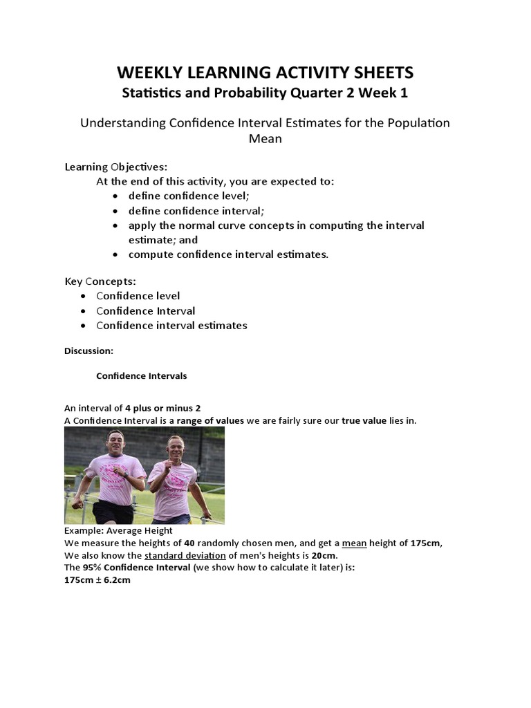 Weekly-learning-Activity-sheets Statistics and Prob 1 | PDF | Confidence Interval | Standard ...
