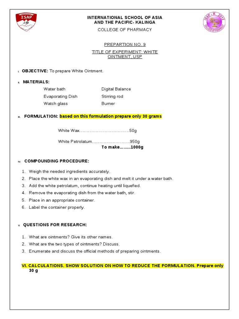 Prep 9 White Ointment-Pharcen | PDF | Topical Medication | Melting Point