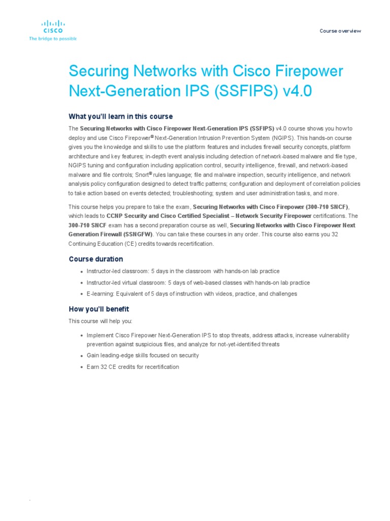 Securing Networks With Cisco Firepower Next Generation Ips Ssfips | PDF | Information Technology ...
