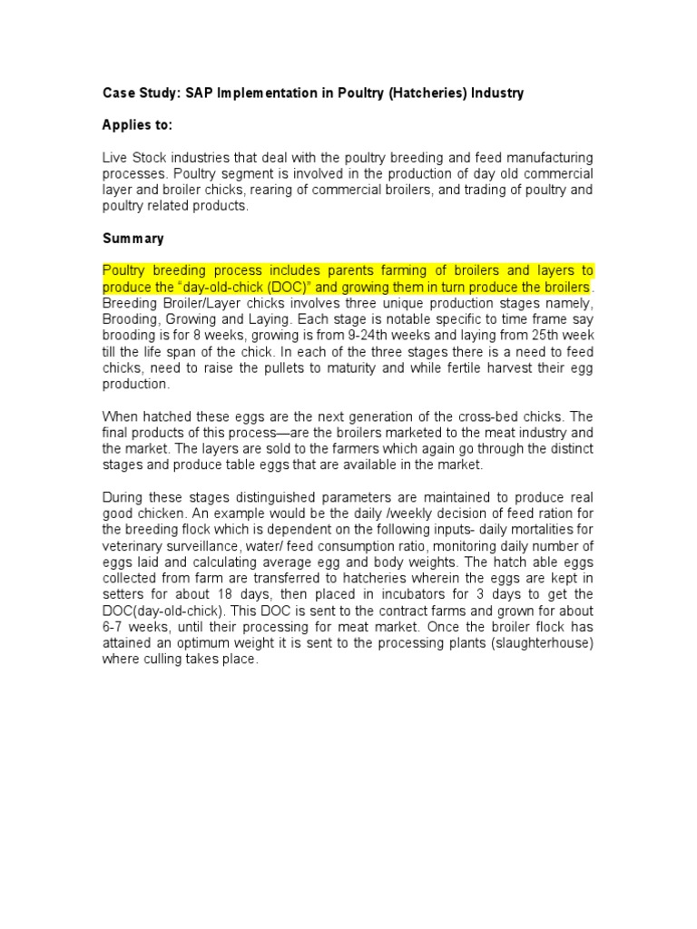 Case Study-Poultry Industry | PDF | Poultry | Agriculture