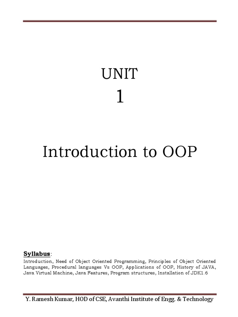 Introduction To OOP: Syllabus | PDF | Java (Programming Language ...