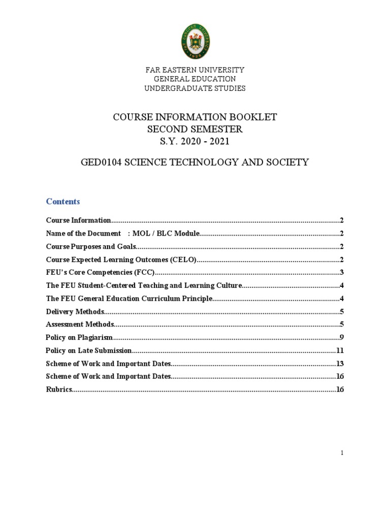 Course Information Booklet STS | PDF | Educational Assessment | Learning