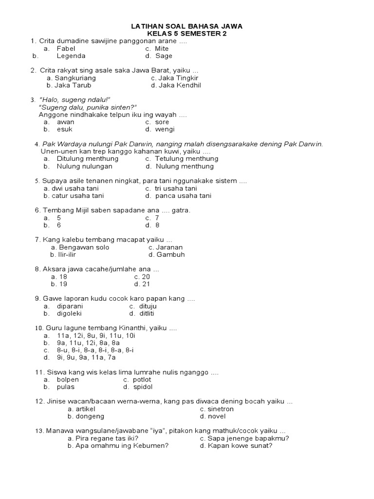 Latihan Soal Bahasa Jawa | PDF