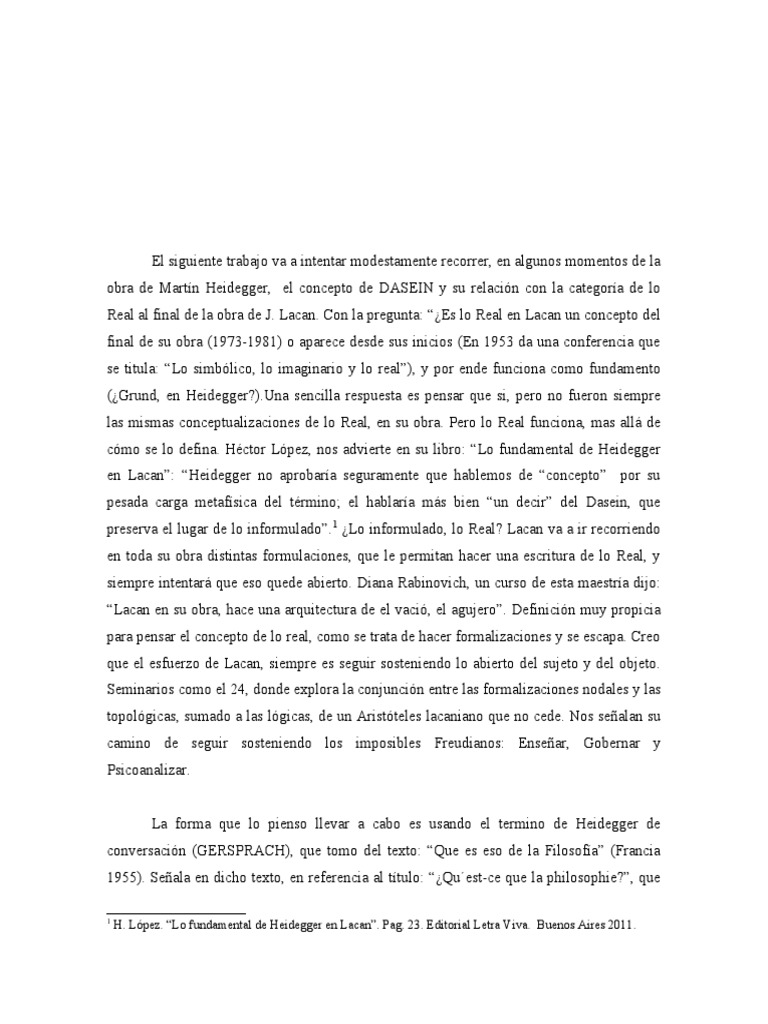 Jorge Gabriel Linari " La Influencia de Heidegger en La Obra de Lacan ...