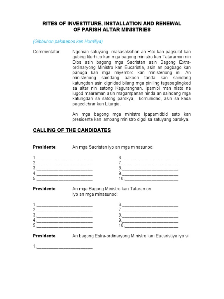 Rites of Investiture Installation and Renewal | PDF