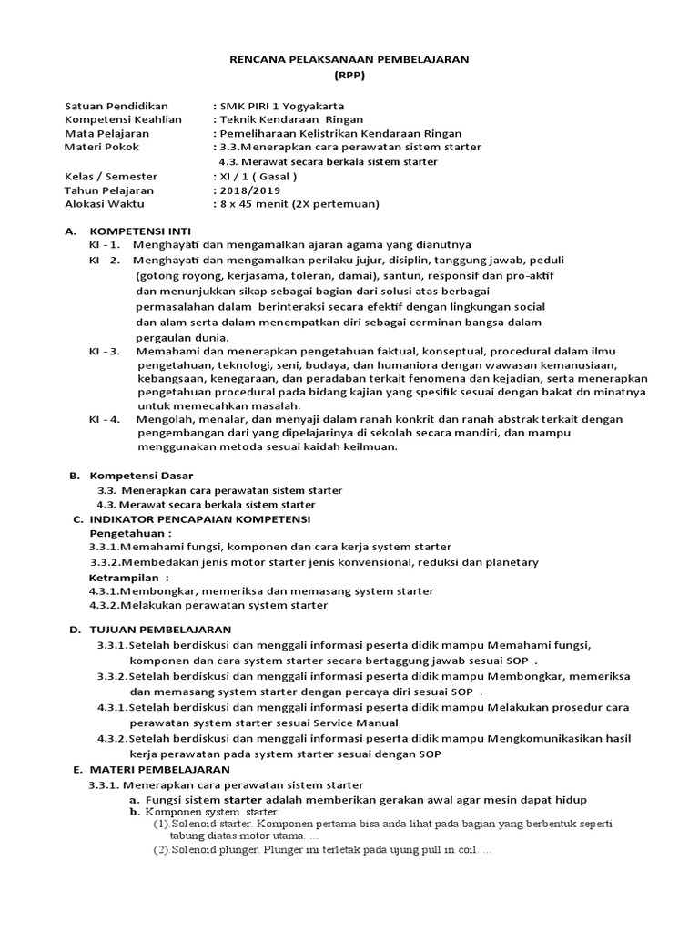 Draf RPP Sistem Stater Fix | PDF