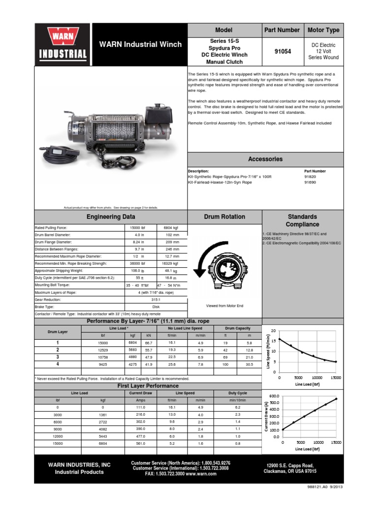WARN Industrial Winch: Part Number Model Motor Type | PDF | Electric ...