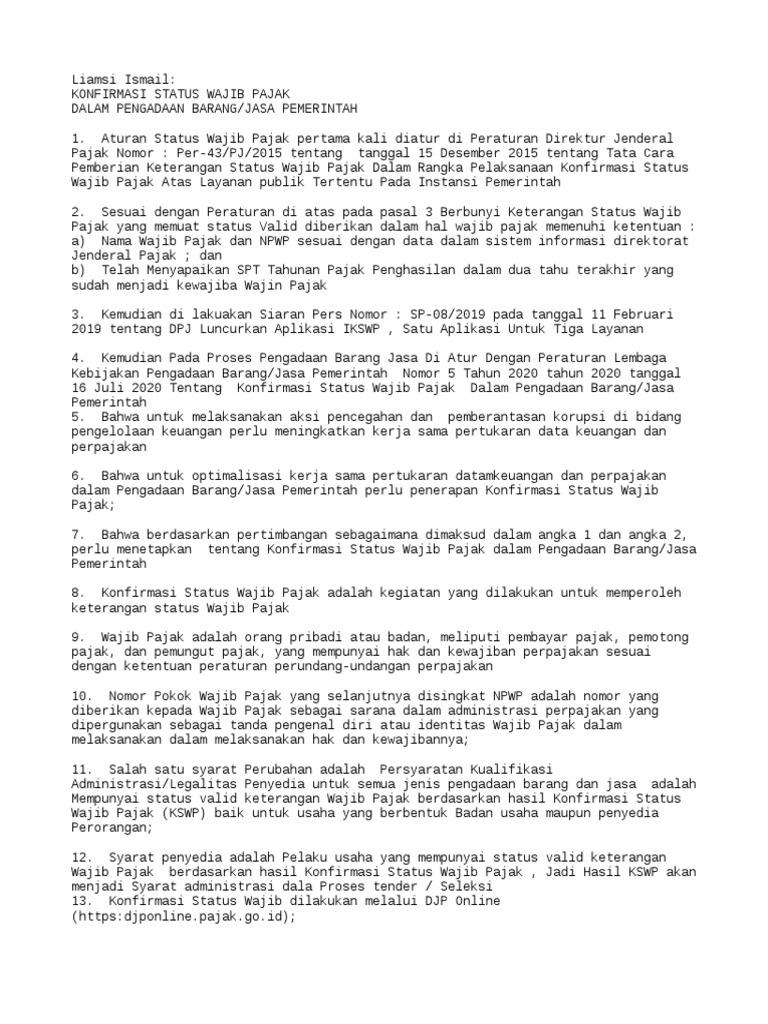 Validasi KSWP dalam Pengadaan Jasa | PDF | Bisnis | Pengelolaan ...