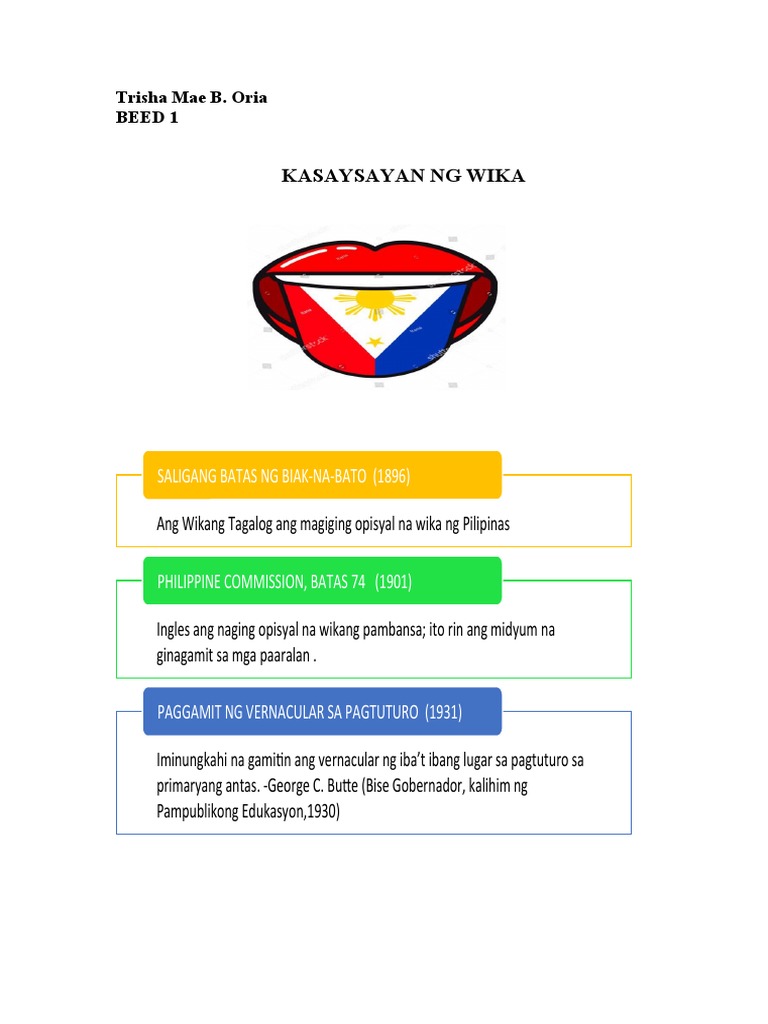 Timeline NG Kasaysayan NG Wika | PDF