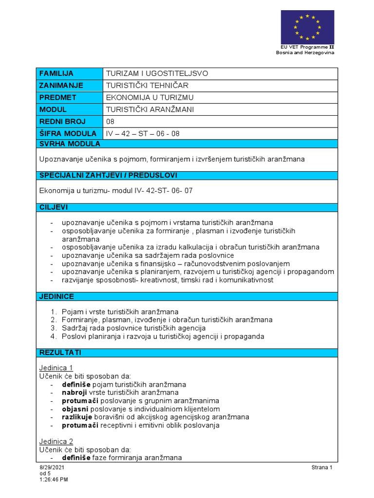 Modul 08 Turisticki Aranzmani | PDF