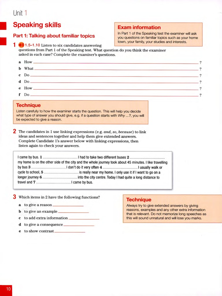 Speaking - Unit 1 | PDF | Test (Assessment) | Question