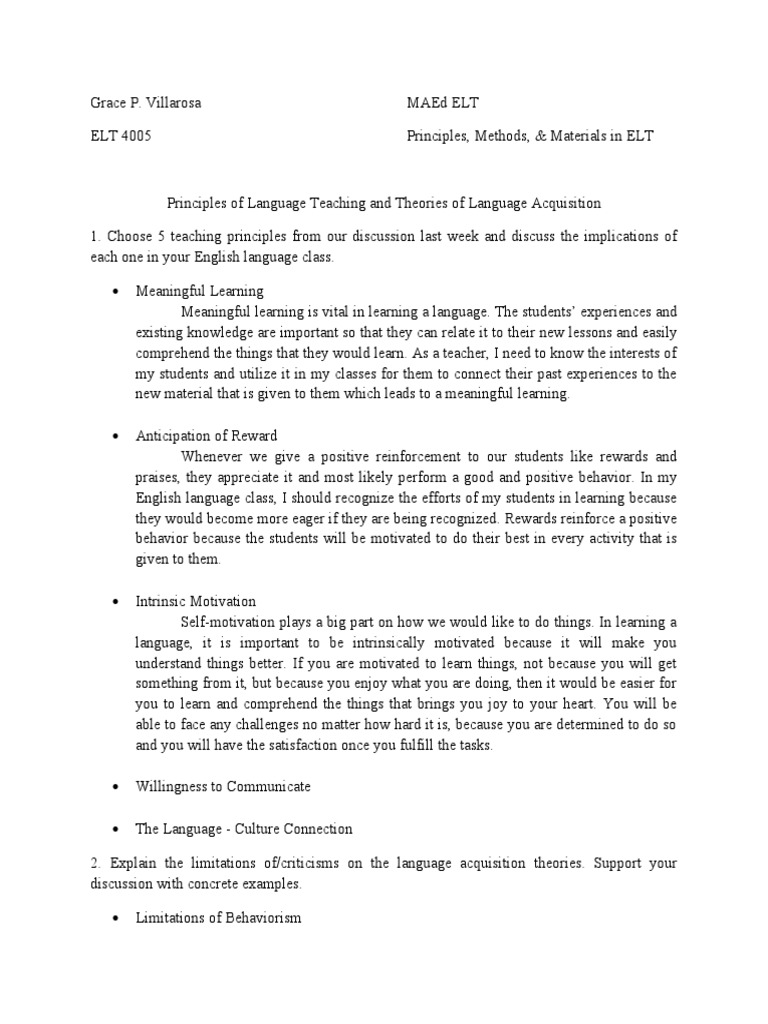 Grace Villarosa Assignment | PDF | Motivational | Motivation