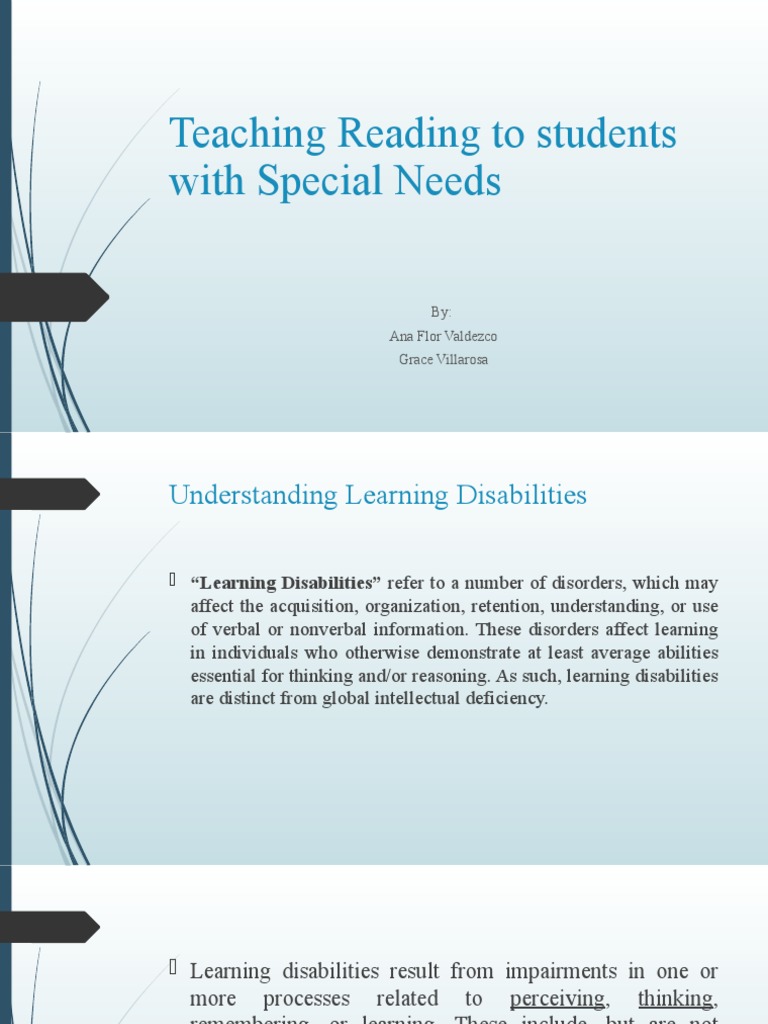 Teaching Reading To Students With Special Needs: By: Ana Flor Valdezco ...