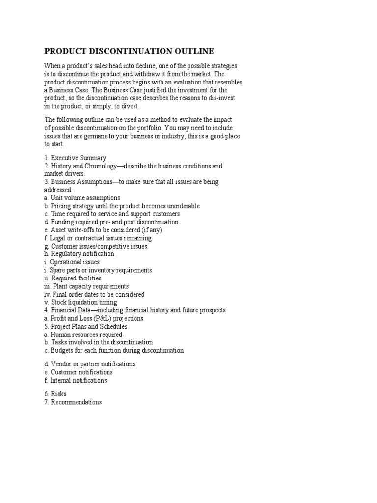 Product Discontinuation Outline | PDF | Business