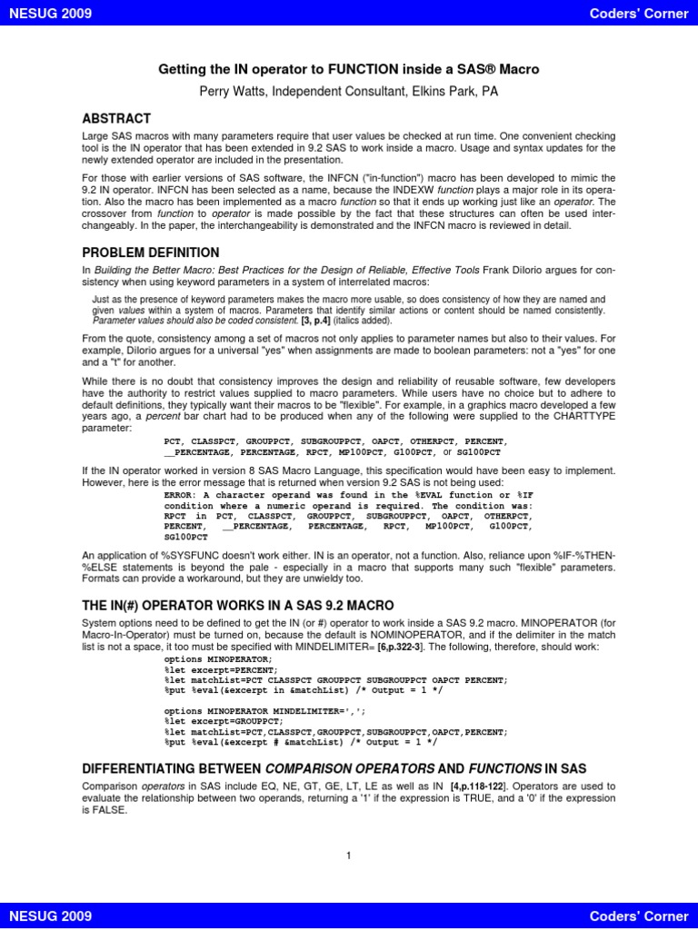 IN Operator and IFN Function | PDF | Sas (Software) | Macro (Computer Science)