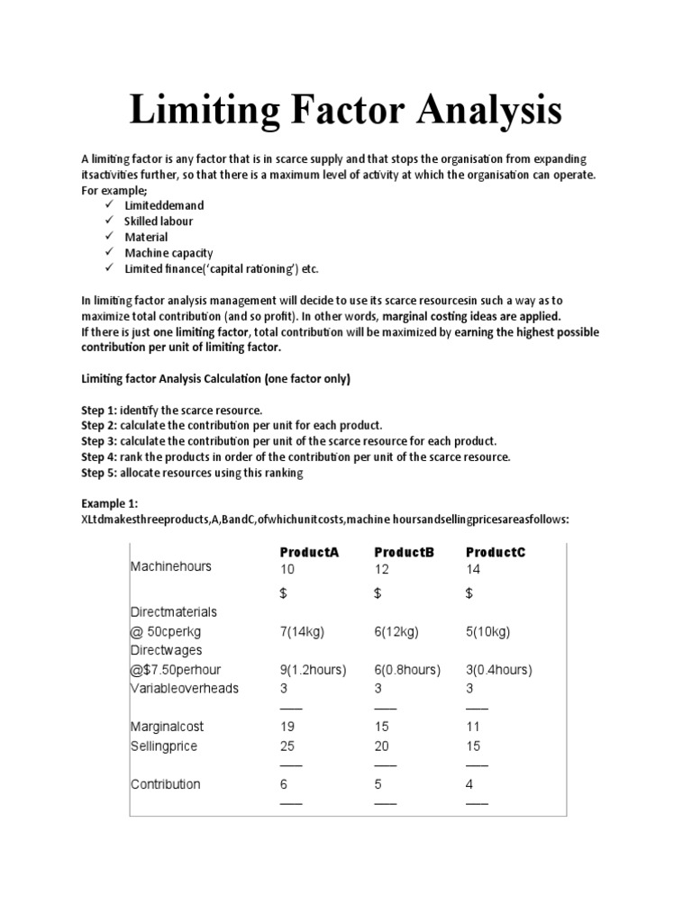 Limiting Factor Analysis F5 Notes | PDF | Mathematical Optimization ...