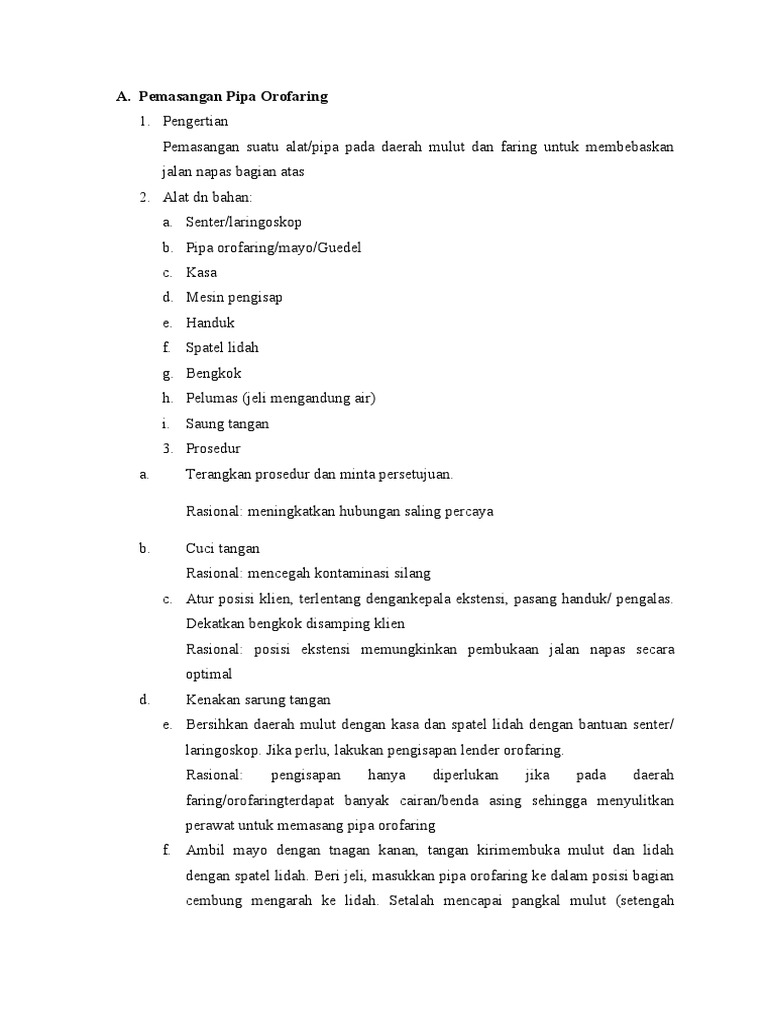 Pemasangan Pipa Orofaring | PDF