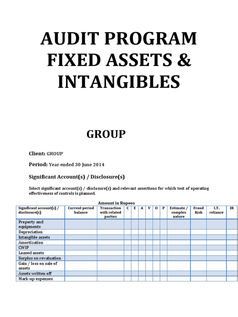 Audit Program - Fixed Assets | PDF | Intangible Asset | Depreciation