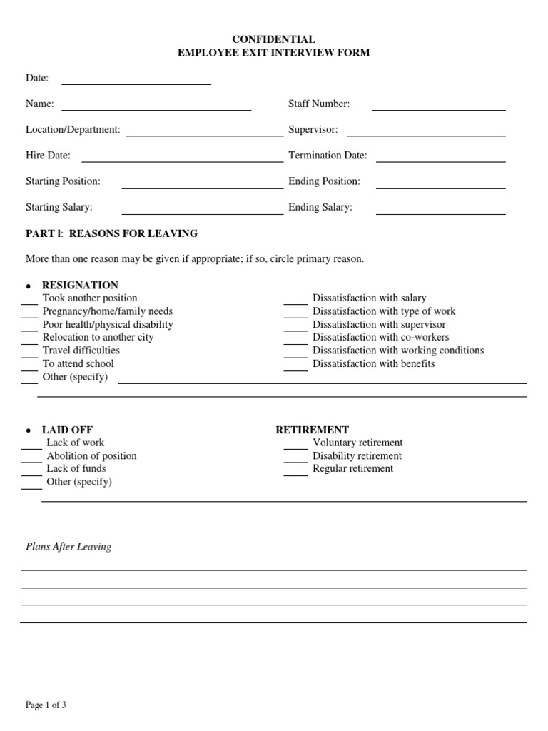 Employee Exit Interview Form Template | PDF | Employment | Salary