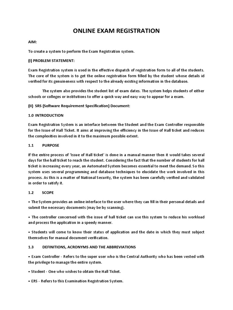 Online Exam Registration System | PDF | Databases | Object (Computer ...