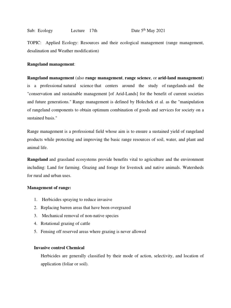 Range Management, Desalination and Weather Modification) | PDF | Desalination | Water