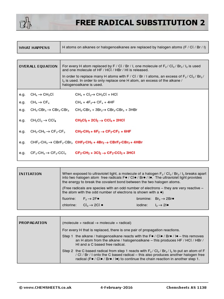 Chemsheets As 1138 Free Radical Substitution 2 ANS Bns28 | PDF ...
