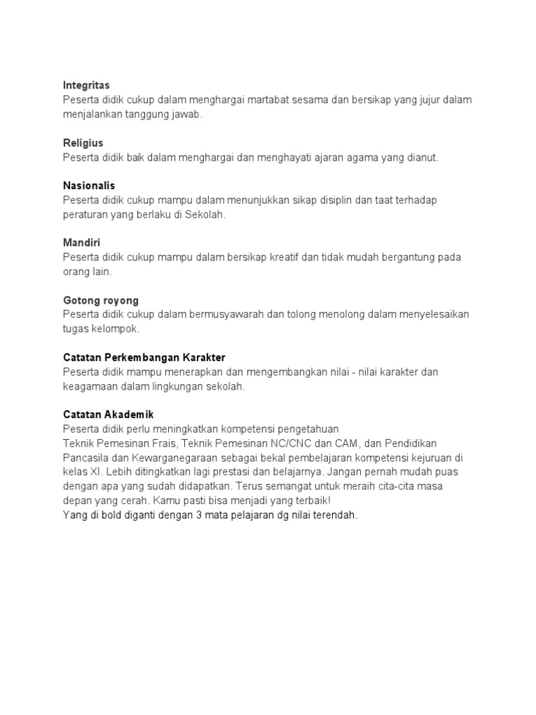 Contoh Catatan Akademik | PDF