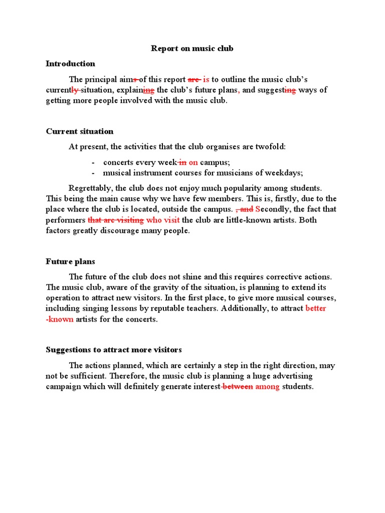 Music Club Activity Report and Plans | PDF