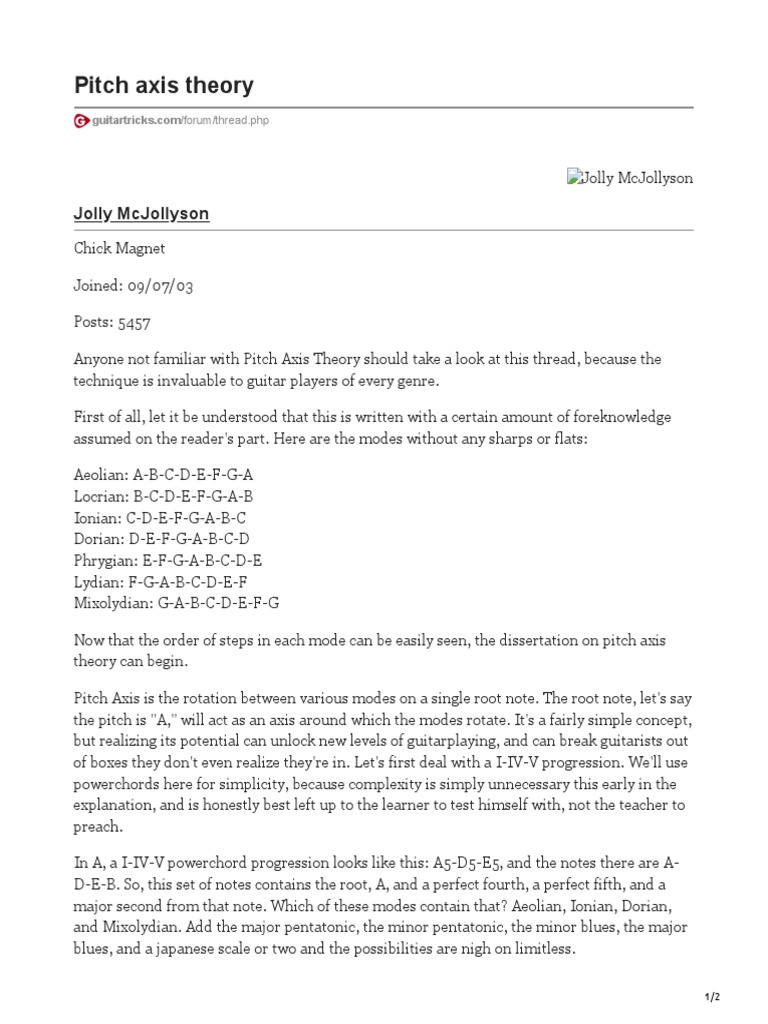 Pitch Axis Theory | PDF | Mode (Music) | Musical Compositions