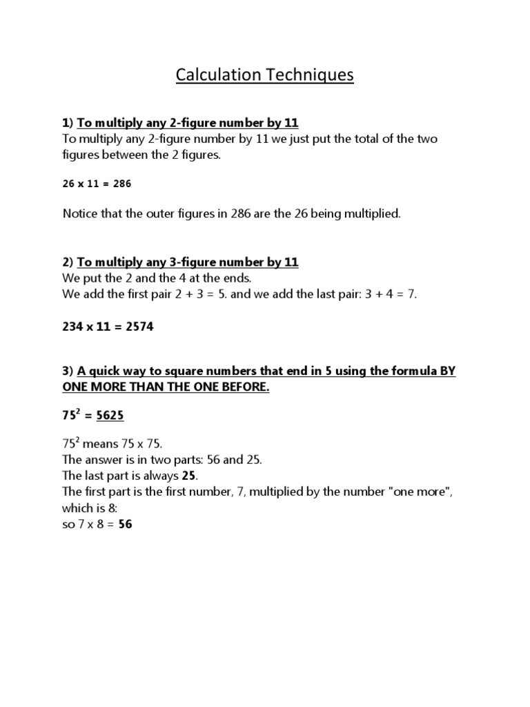 Calculation Techniques | PDF
