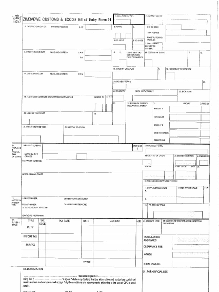 Bill of Entry Form 21 | PDF