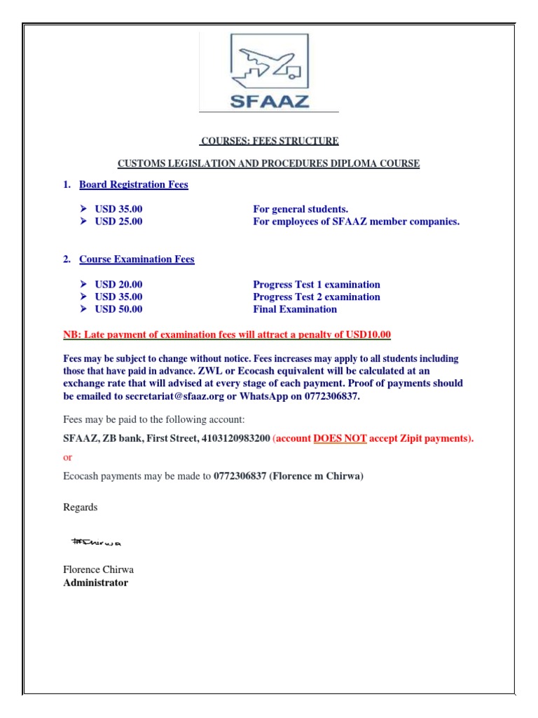 Customs Diploma Course Fees | PDF