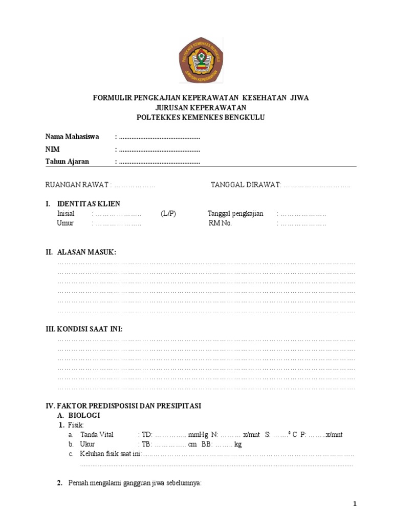 Format Askep Jiwa | PDF