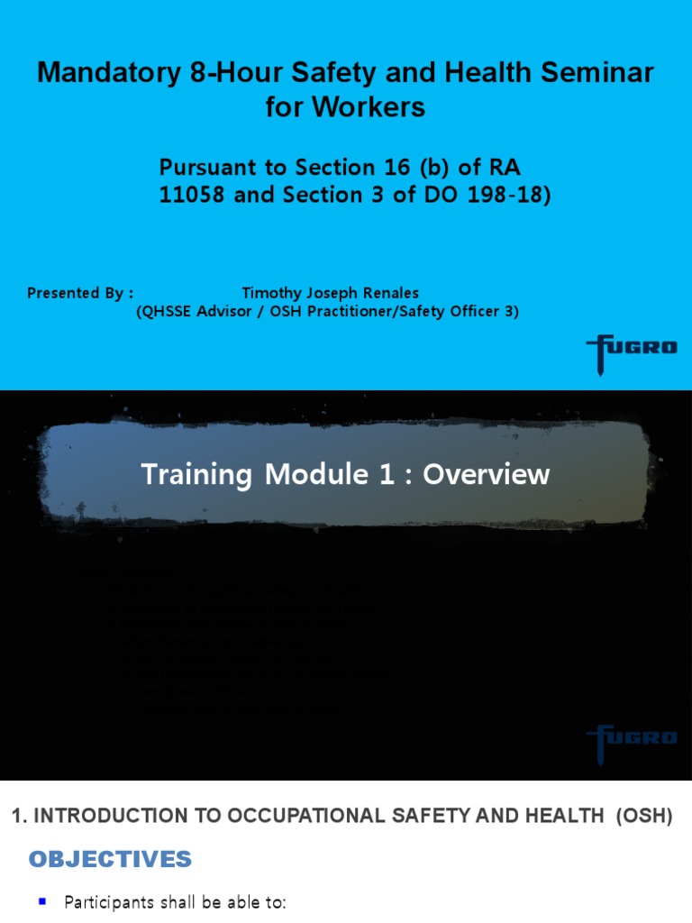 Module 1 OSH Awareness | PDF | Occupational Safety And Health | Safety