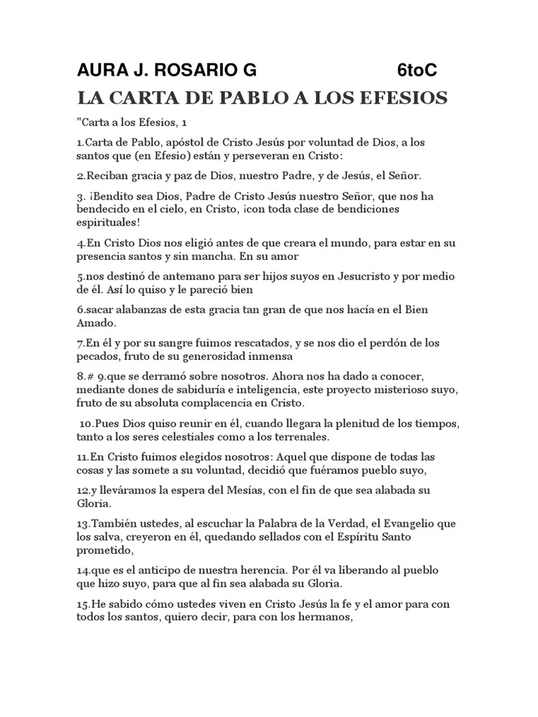 La Carta De Pablo A Los Efesios Pdf Cristo Título Jesús
