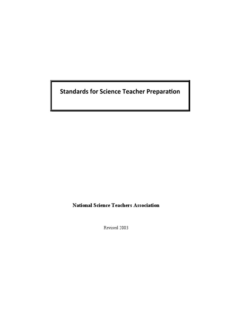 Standards For Science Teacher Preparation: National Science Teachers ...
