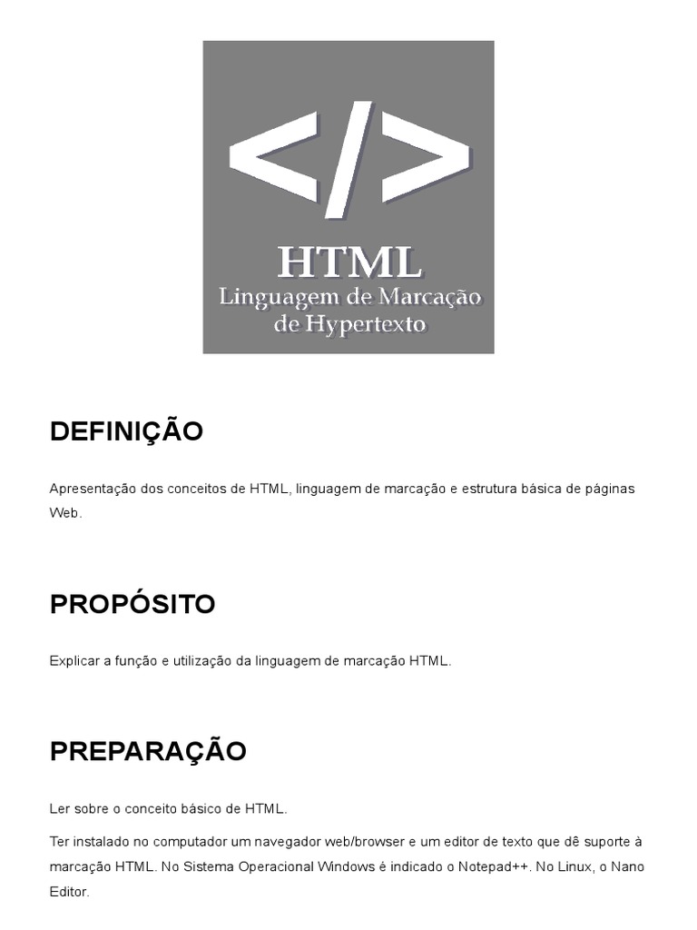 HTML - Linguagem de Marcação de Hypertexto | PDF | Html | Html5