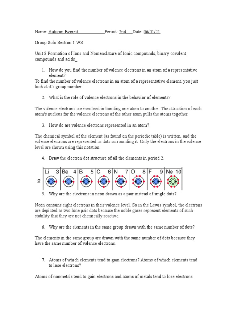 Unit 8 Formation of Ions and Nomencalture Section 1 and 2 | PDF | Ion ...