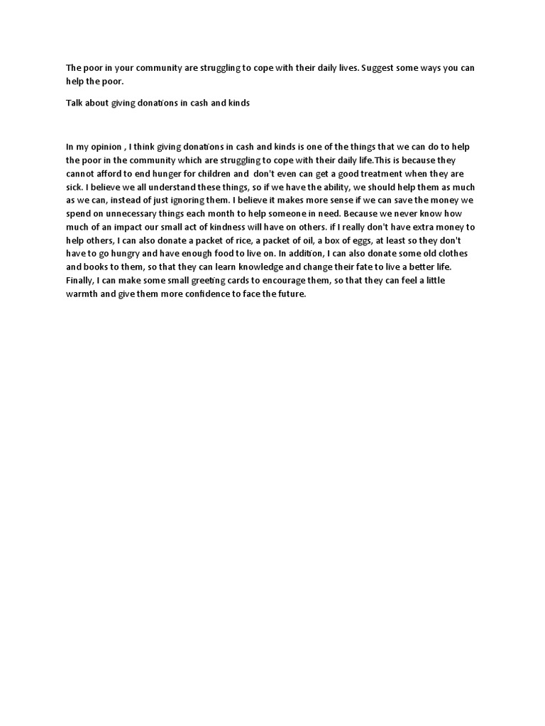 Ways to Support the Poor in Your Community | PDF | Lifestyle